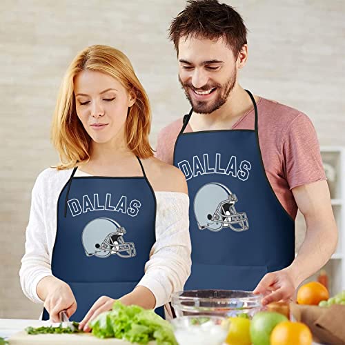 Football Fan Aprons for Men Women with 2 Pockets Cooking Kitchen Aprons, Funny Apron Gifts for Dad, Father