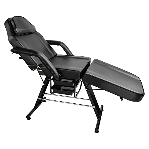 KECKS Tattoo Chair for Client, 70" Adjustable Beauty Salon SPA Massage Tattoo Bed Equipment, Black