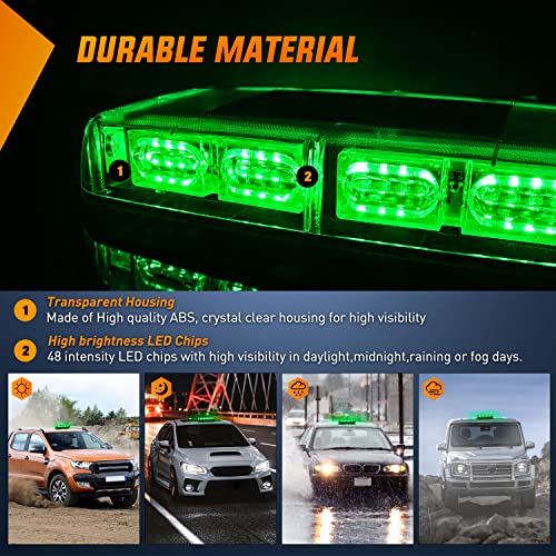 Nilight 12 Inch Roof Top Strobe Lights 48LED Hazard Light Emergency Safety Warning LED Flashing Light Bar Magnetic Mount 12V 24V Cars Trucks Tractors Snow Plows Construction Vehicles,2 Years Warranty