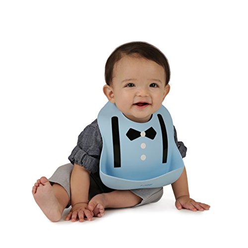 Waterproof Bibs for Toddlers - Silicone Bib –Fits Up to 6 Years Old (Blue Suit)