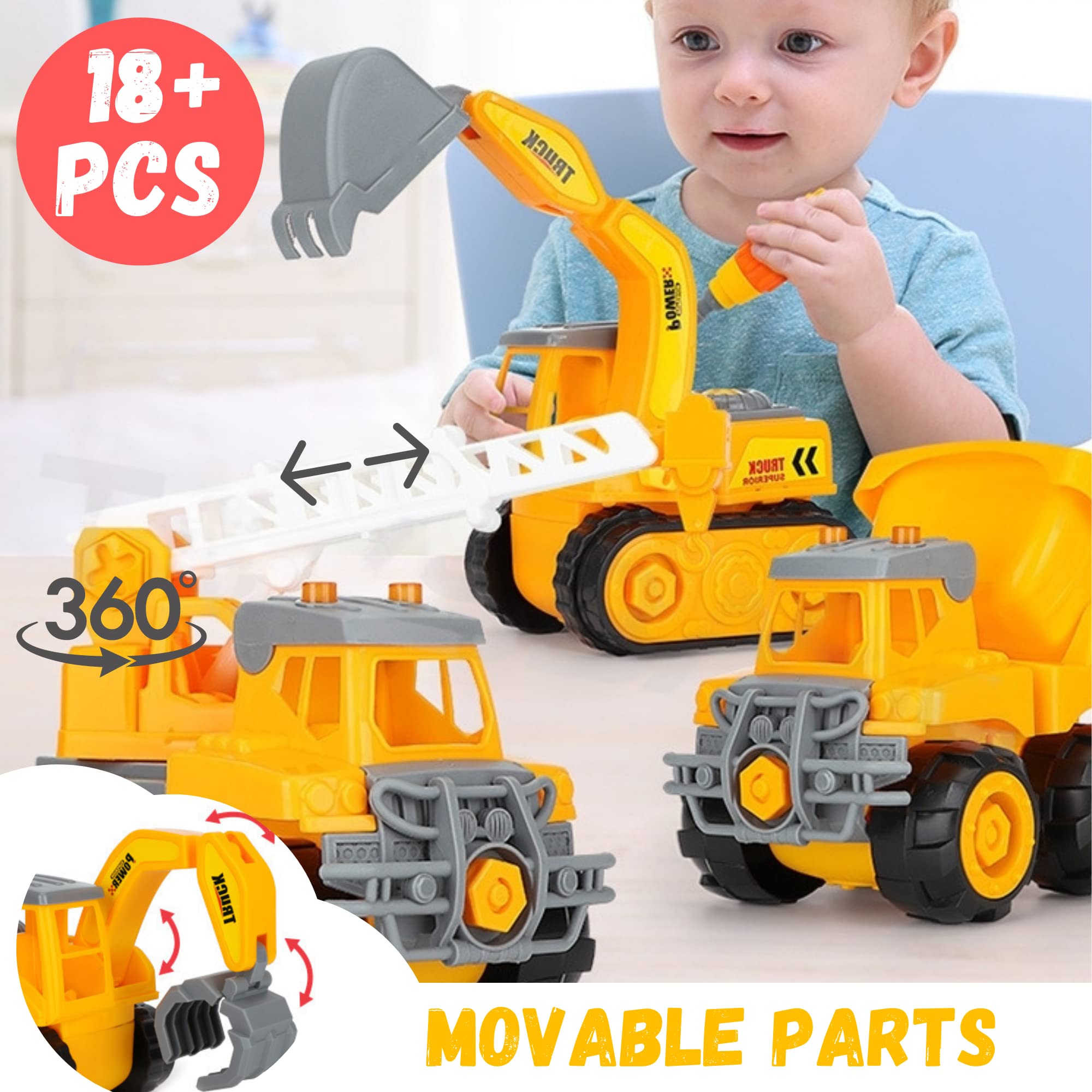 Take-Apart Dump Truck Toy STEM Construction Vehicle Toy for Boys with Tools Ideal Gift for 3-5 Year Old Toddlers Kids who Loves Building and Trucks