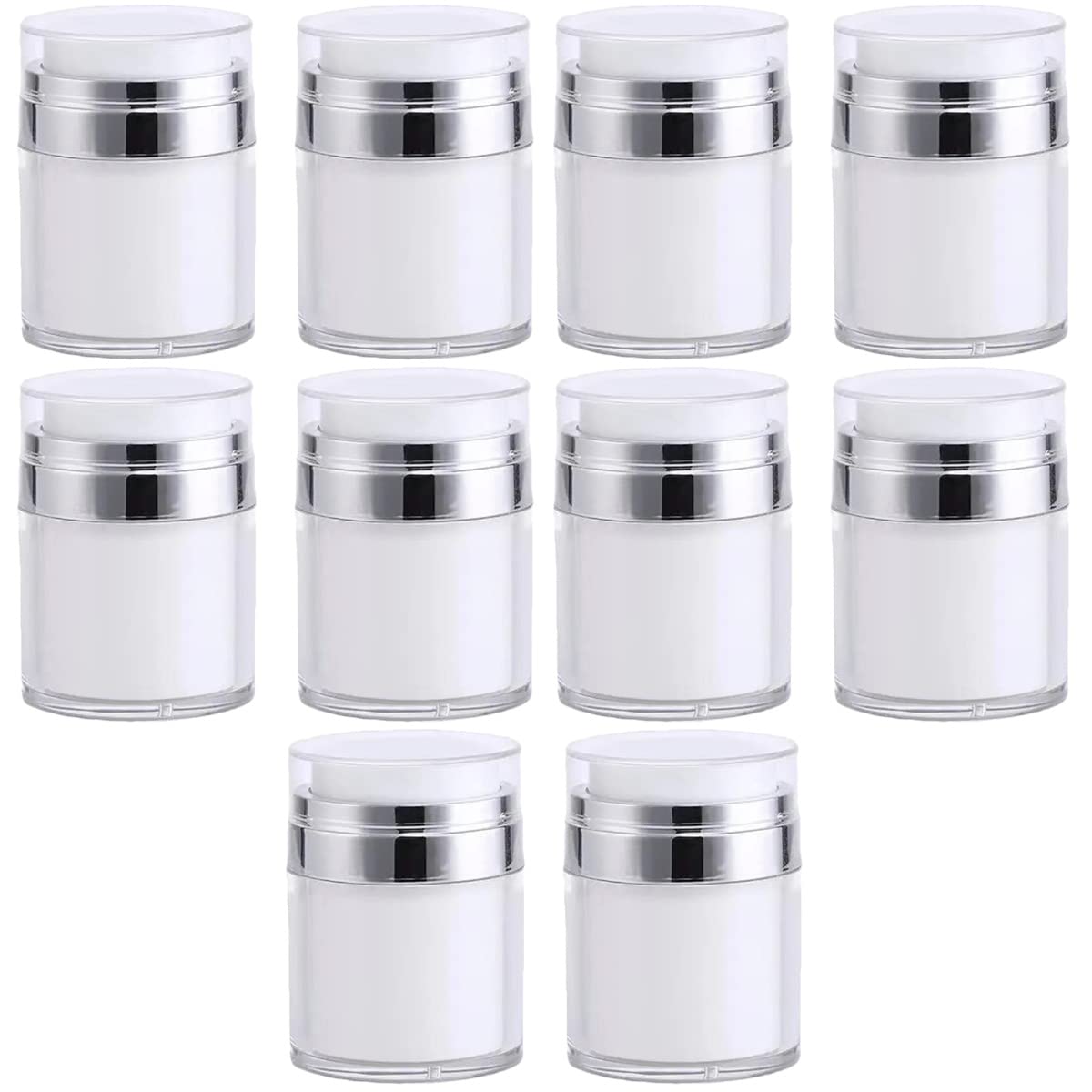 FRCOLOR Airless Pump Bottle 2pcs 50ML Empty Airless Pump Bottles Refillable Vacuum Press Face Cream Jars Lotion Foundation Cosmetic Container Lotion Box for Makeup Lotion Cream Jar Vacuum Bottle