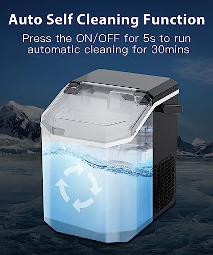 Joy Pebble Ice Maker Countertop, 10,000pcs/33lbs/Day Pebble Ice, Portable Nugget Ice Maker Machine with Handle, Self-Cleaning, Ice Scoop and Basket, Handheld Ice Maker for Kitchen/Home/Office/Party