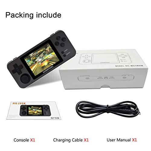 RG280M Handheld Game Console , Retro Game Console OpenDingux Tony System , Free with 32G TF Card Built-in 2500 Classic Game Console 2.8 Inch IPS Screen Portable Video Game Console - Black