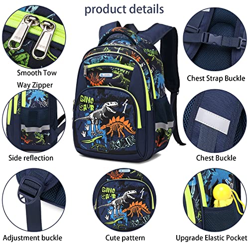 Wawakube 3Pcs Boys Dinosaur Backpack Set with Lunch Box Pencil Case, School Book Bag for Kids Elementary Preschool