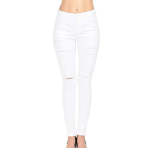 wax jean High-Rise Slashed Destroyed Skinny Jeans 7 White 90172