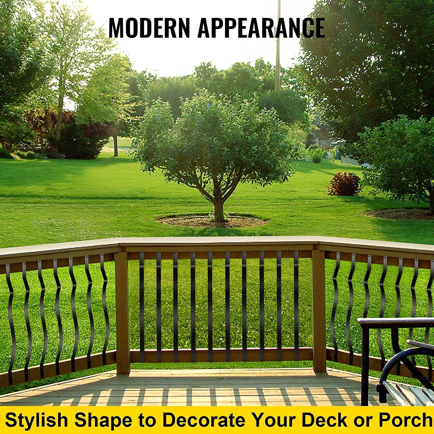 Deck Balusters 61 Pack Metal Deck Spindles, 32-1/4"x1" Staircase Baluster with Screws, Black Metal Deck Railing for Wood and Composite Deck, Stylish Baluster for Outdoor Stair Deck Porch