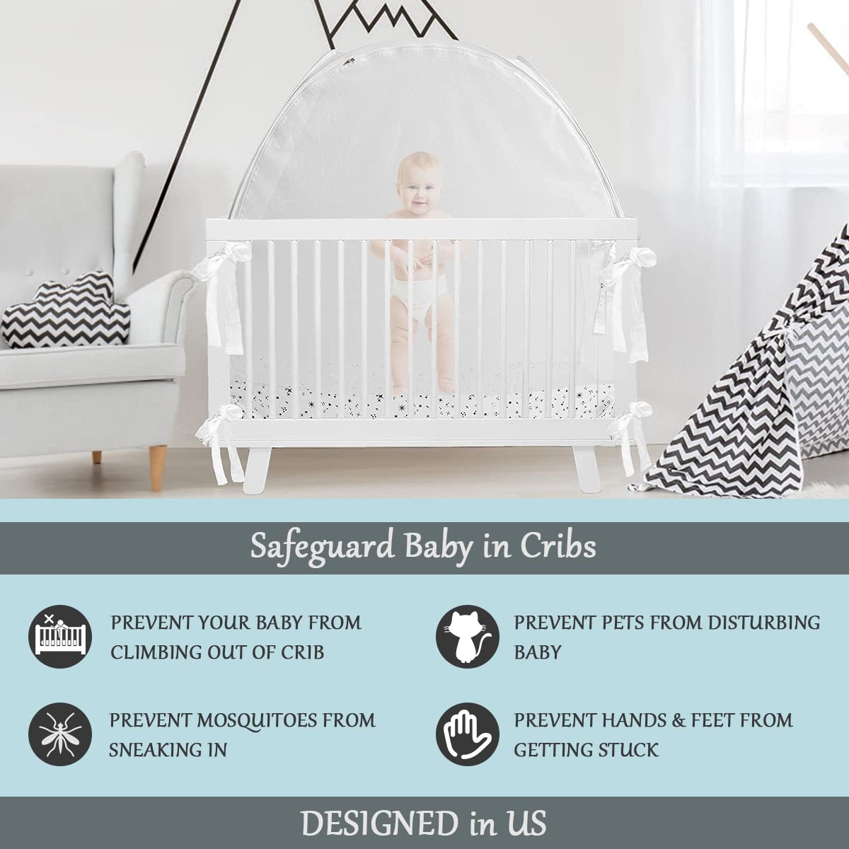 De-LOVELY Crib Pop Up Tent, Baby Tent for Crib,Baby Mesh Cover Net,Crib Net to Keep Baby in