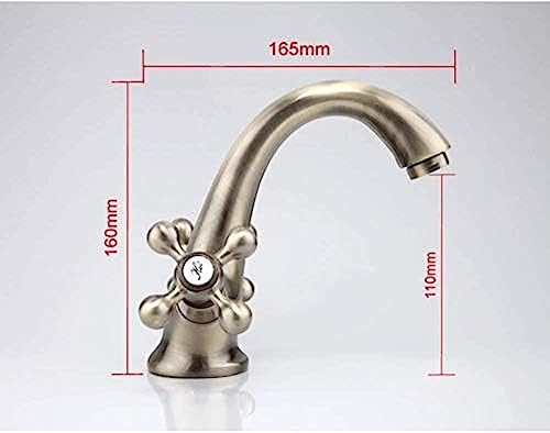 ItoNc Kitchen Taps Kitchen Tap Kitchen Tap Retro Style Antique Bathroom Faucet Bronze Brushed Sink Hot and Cold Water Tap Bath Basin Sink Mixer Double Handle,Kitchen faucets