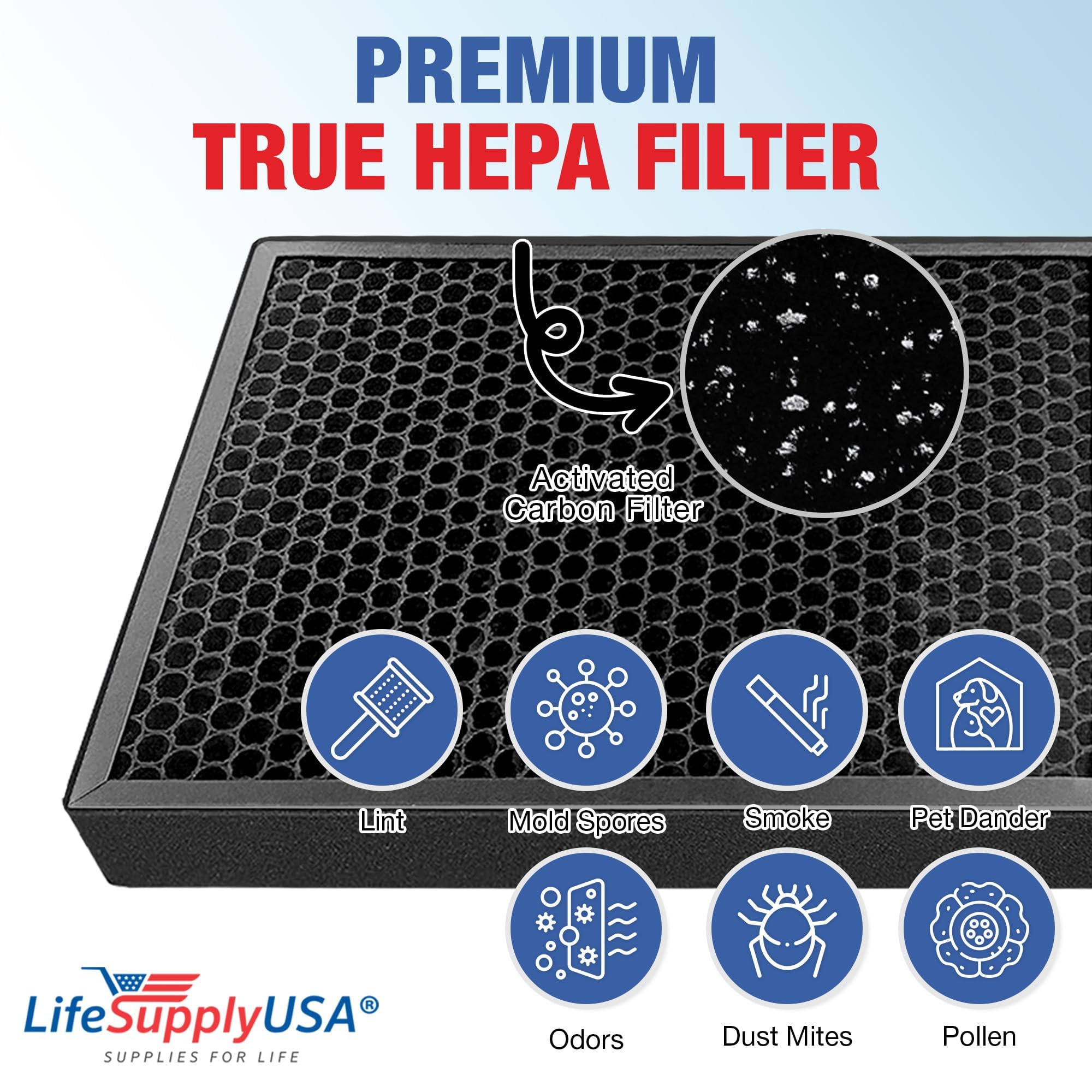 True HEPA Air Cleaner Filter Replacement Compatible with Alen BF25A HEPA-Pure HEPA-Fresh A350, A375 Air Cleaner by LifeSupplyUSA