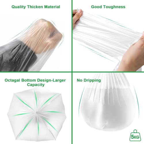 Waikas Small Trash Bags 2.6 Gallon, 110 Counts, 40 * 48cm, 3g/pcs, Unsented, Clear