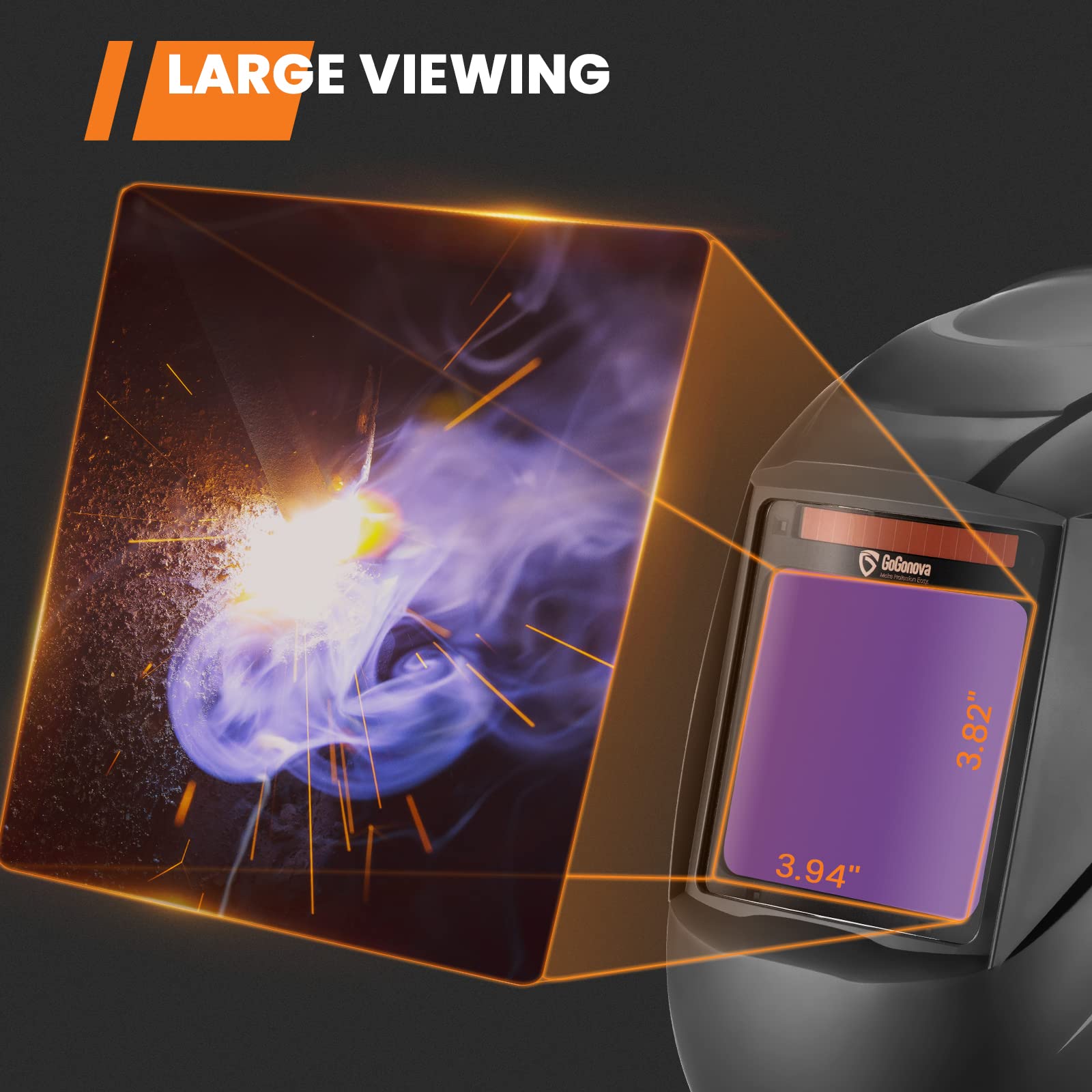 GoGonova 3.94โร3.82โ Welding Helmet Auto Dark, Solar Powered Welding Hood, Auto Darkening Welding Helmet 4 Arc Sensor DIN 5-9/9-13 for MIG, TIG, ARC