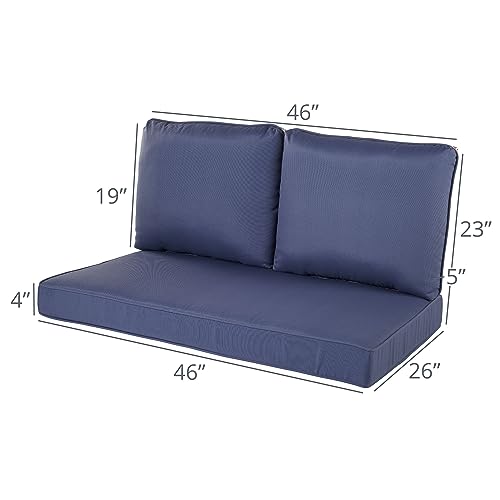 Quality Outdoor Living 46 x 26 Loveseat Cushion, 46x26, Ch Blue Floral 8 Sq Ft