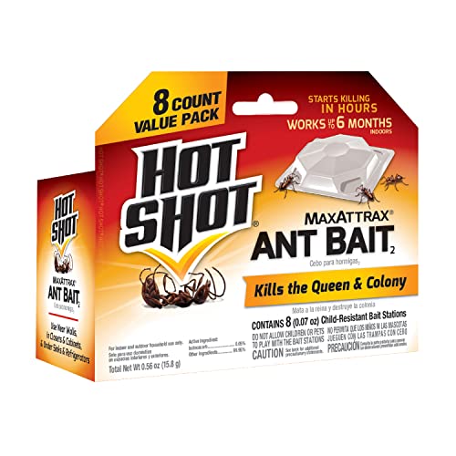 Hot Shot MaxAttrax Ant Bait, 8 Count, Child-Resistant Bait Stations