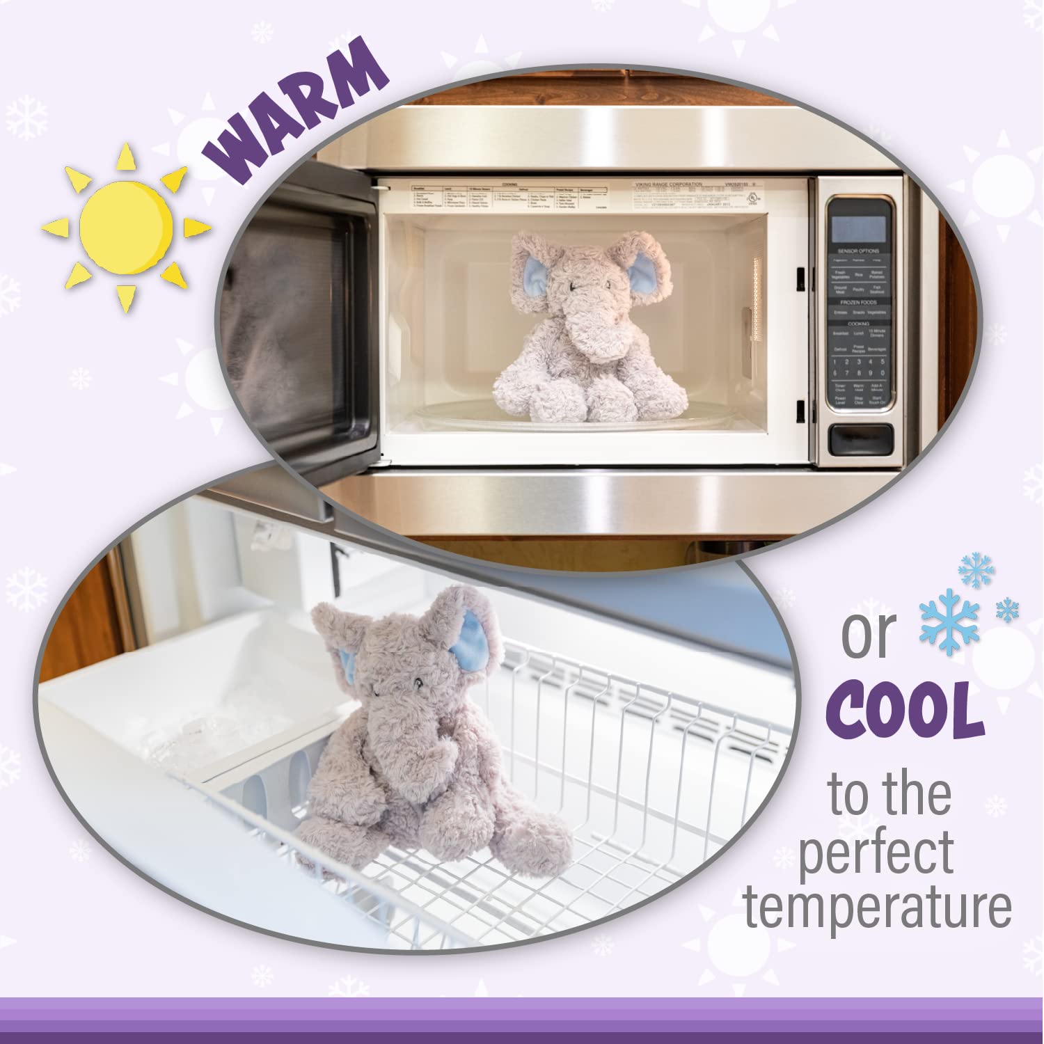 Warm Pals - Sweet Elephant - 1.5lbs - Cozy Microwavable Lavender Scented Plush Toys - Heated Stuffed Animal - Heatable Coolable Bedtime Comfort Plushie