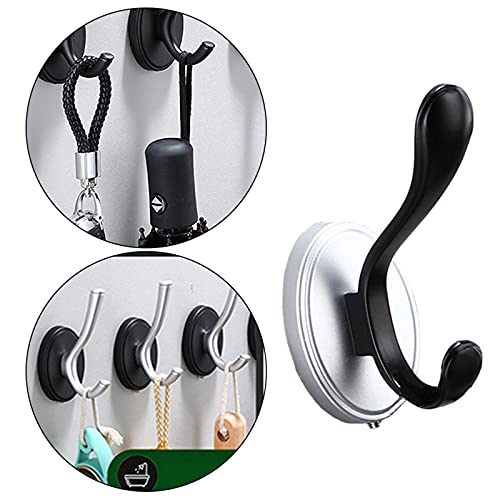 KLKCMS Small Coat Hook Wall-Mounted, Puncture- Coat-hat-Coat Hanger Heavy Duty Gadgets, Black Silver Oval, 66x68x100mm