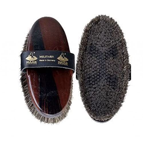 Wilhelm Haas Bürstenfabrik Inh. Stephan Vogel 4025589206915 Brush - Military - with Horsehair Longer Bristle Wreath and Leather Wrist Strap in Women's Size 200 x 85 mm