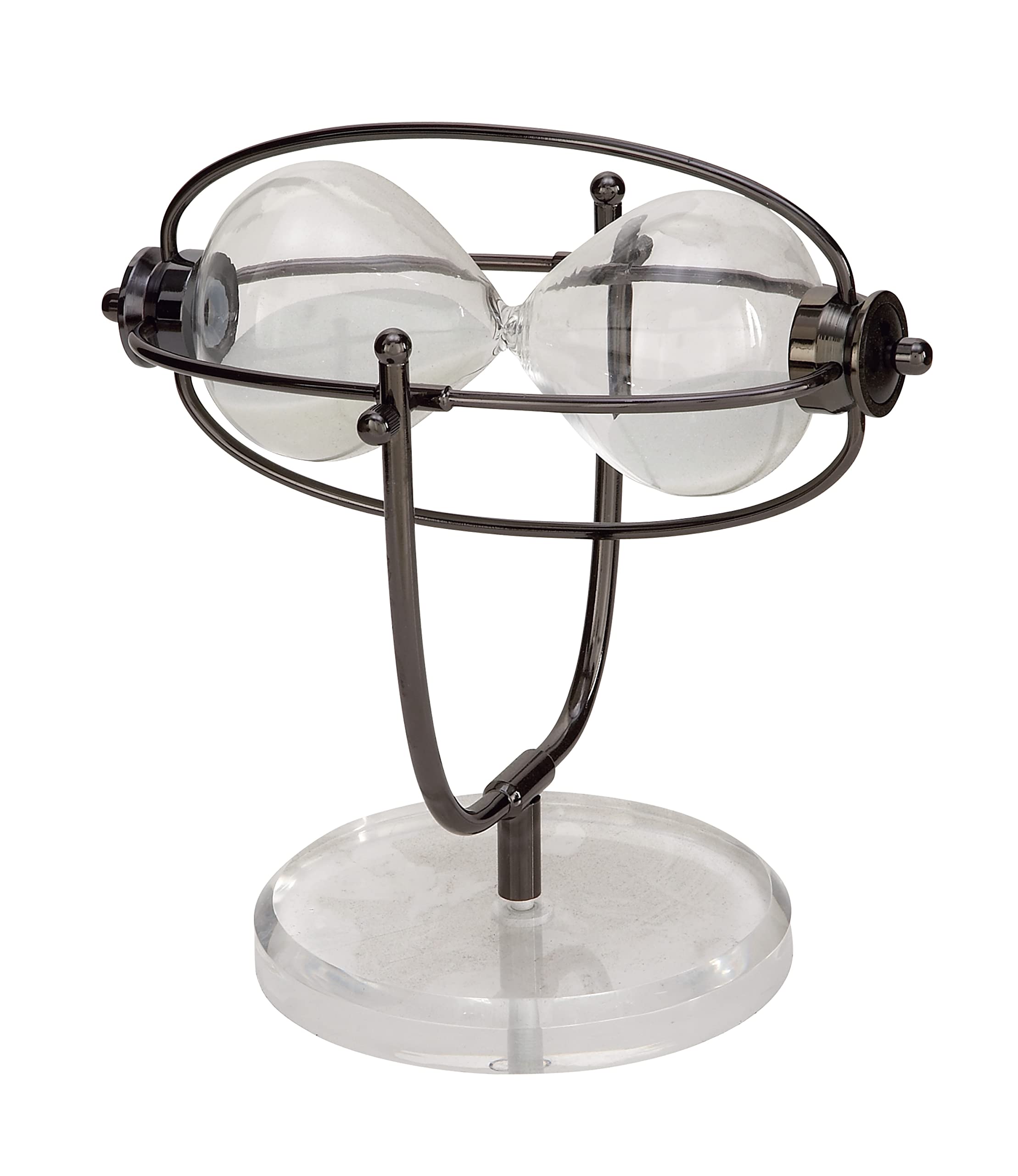 Deco 79 Sophisticated Metal Glass Acrylic Sand Timer, Black, 6”L x 6”W x 12”H, (53422)