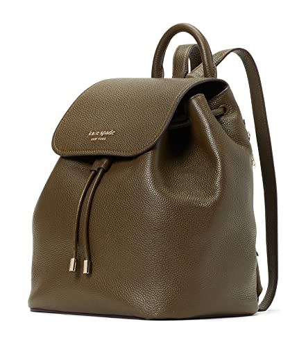 Kate Spade New York Sinch Pebbled Leather Medium Flap Backpack Duck Green One Size
