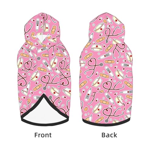 Medical Thermometer Nurse Hat Dog Hoodies for Medium Large Dogs Costume Pet Coat Pullover