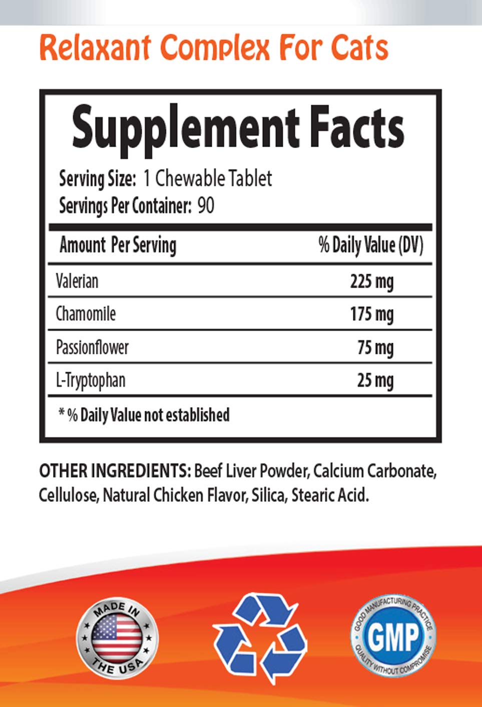 MY LUCKY PETS LLC cat Anxiety Relief - Advanced Relaxant for Cats - Calms Down Your CAT - Anxiety Relief Complex - Chamomile for Cats - 1 Bottle (90 Chewable Tablets)