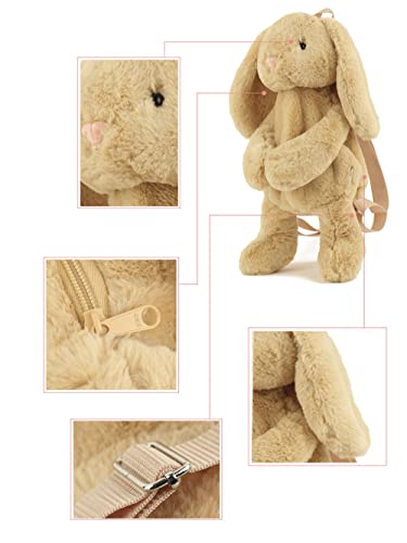 Kmiunty Cute Plush Animal,Rabbit Backpack with Adjustable Straps (Khaki)