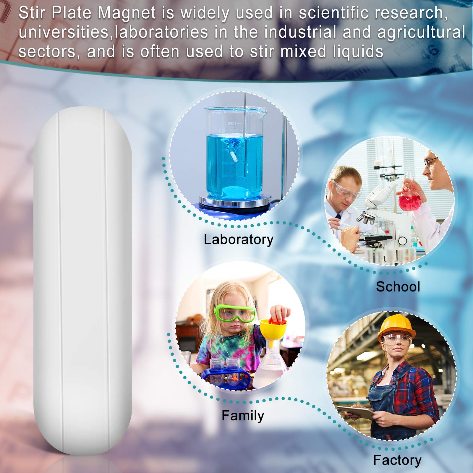 PTFE Magnetic Stirrer Mixer Stir Bar, White Color, Stir Rod Magnetic, Laboratory Bar, Stir Plate Bar, Stir Plate Magnet Stick (8 Pieces,30 mm/ 1.18 Inch)