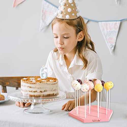 Webake Cake Pop Display Stand, Wood Lollipop Holder 12 Holes Sucker Cake Pop Drying Stand for Weddings Baby Showers Birthday Parties Anniversaries Halloween Candy Decorative