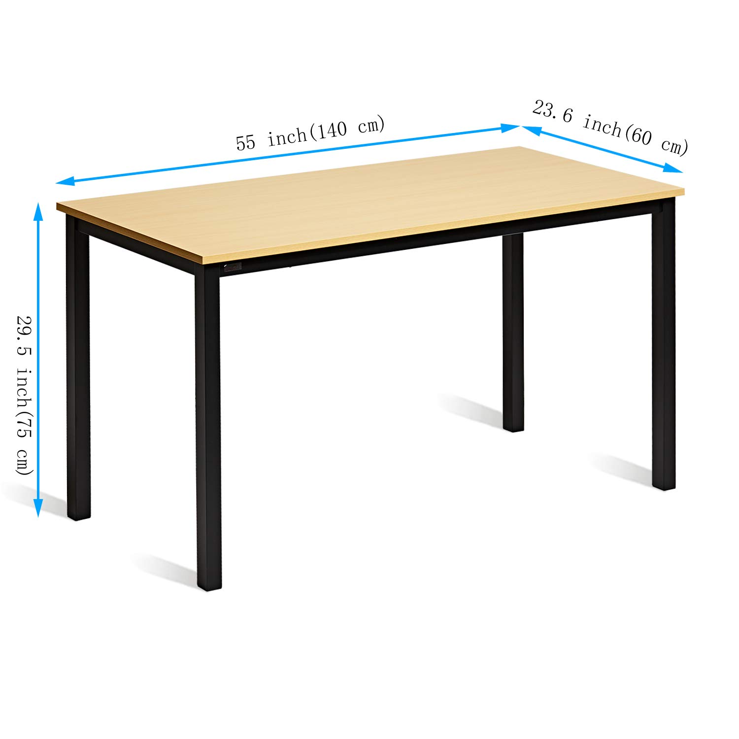 Decoholic Computer Desk 55 Inch Modern Simple Large Study Writing Desk Industrial Style Laptop PC Table for Home Office, Oak Board Black Leg…