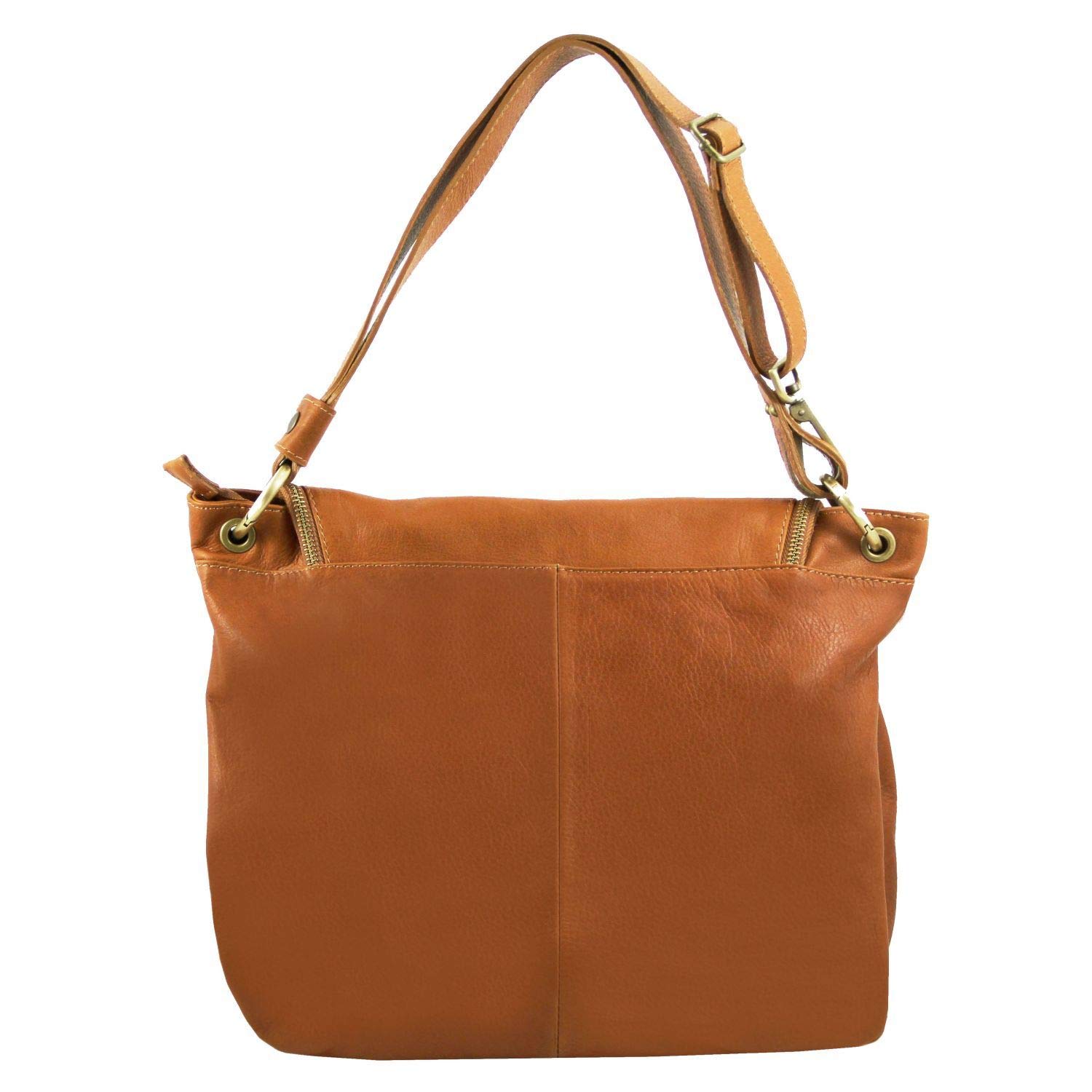 Tuscany Leather TLBag Soft leather shoulder bag with tassel detail Cognac