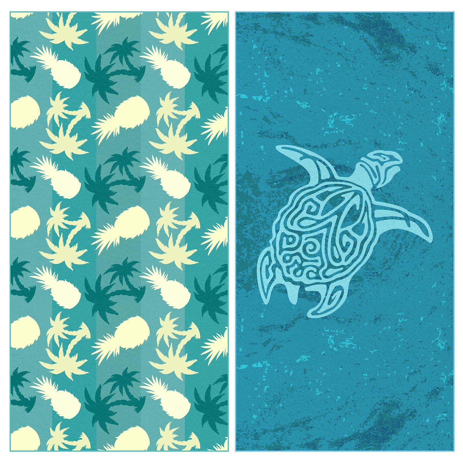 DECOMEN Beach Towel, Microfiber Beach Towels, Oversized Lightweight Quick Dry (73" x 35") Sand Proof, Absorbent, Compact, Beach Blanket, Lightweight Towel for The Swimming, Beach, Gym-Blue Totem