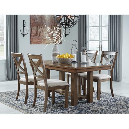 Signature Design by Ashley Moriville Modern Farmhouse 19" Upholstered Dining Room Chair, 2 Count, Brown