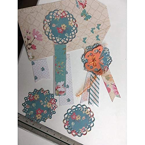 Metal Die Cuts Set Include 4 Different Patterns Round Lace Flower Border Cutting Dies Cut Stencils for Scrapbooking Photo Album Decorative Embossing Paper Dies for Card Making Template (Silver)