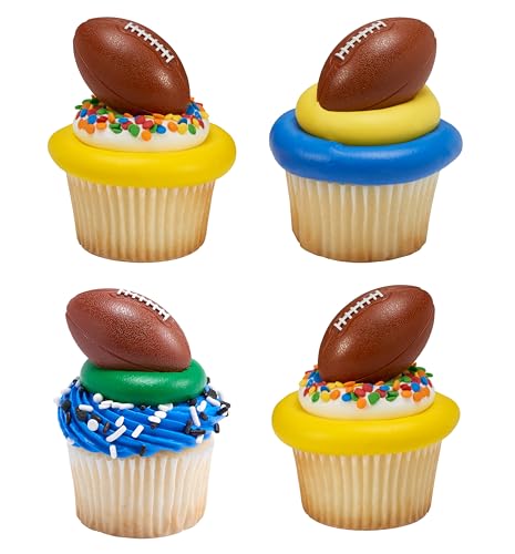 DECOPAC 3D Football Rings, Cupcake Decorations, Food Safe Cake Toppers ā 24 Pack, Multicolor
