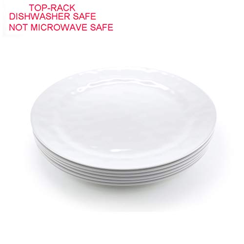KX-WARE Melamine Plates set of 12, 10-inch 100% Melamine Dinner Plates for Everyday Use, Break-resistant and Lightweight, White Color