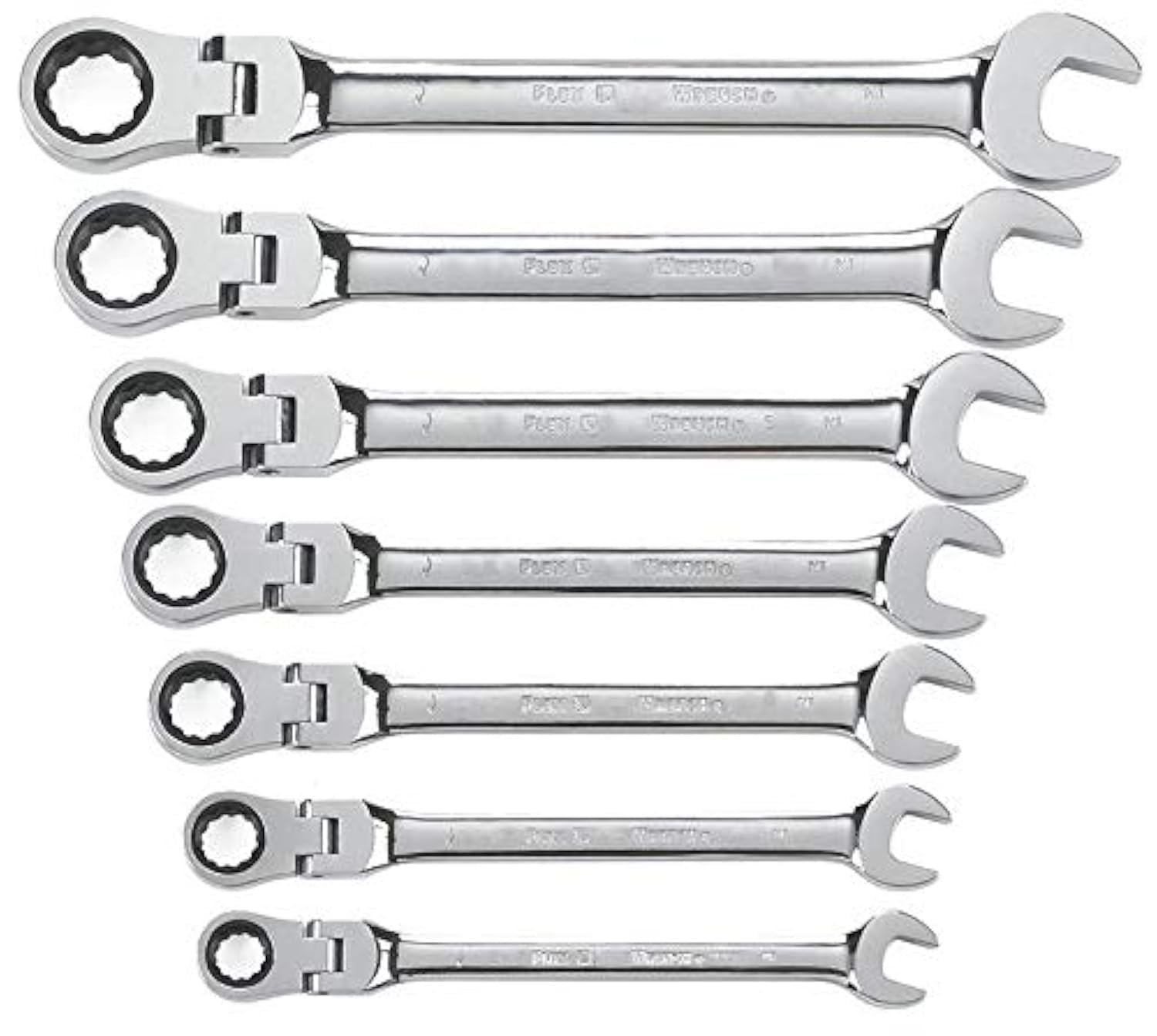 XtremepowerUS 7-Piece Flex-Head Ratcheting Combination Wrench Set, Wrenches with 72-Tooth, SAE 3/8" To 3/4" Set