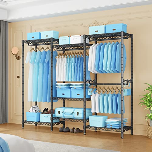 KnnJe Garment Rack Heavy Duty Clothes Rack Clothes Racks for Hanging Clothes, S7 + S60