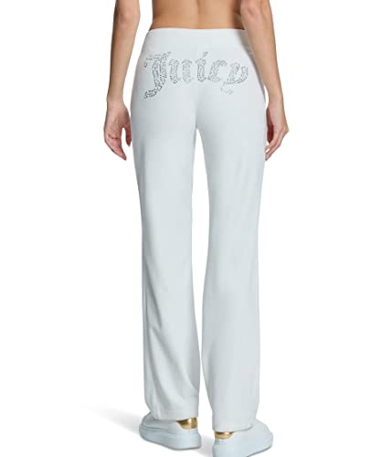 Juicy Couture Long Velour Pants with Back Bling Cream Soda LG (US 10-12)
