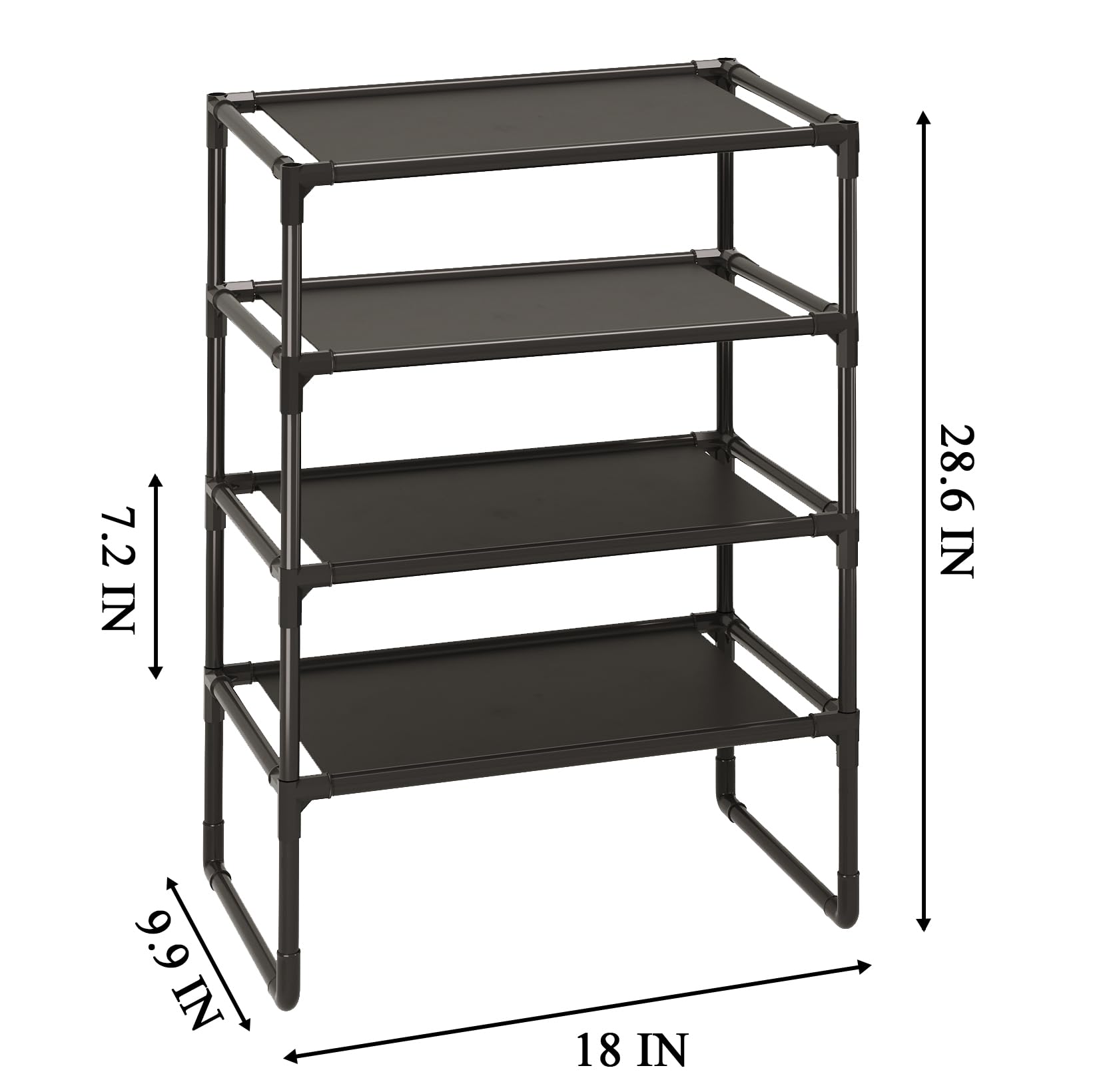 MUAHRCE 5-Tier Small Shoe Rack for Closet and Entryway, Narrow Shoe Shelf Organizer,Stackble Shoe Stand,Non-Woven Fabric Metal Free Standing Shoe Racks (White, 18" W x 9.9" D x 28.6" H)