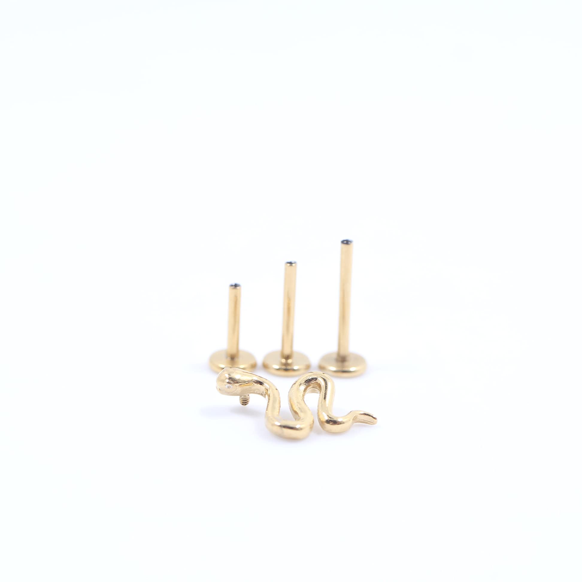 FANSING Tragus Piercing Jewelry Surgical Steel Earrings Gold Cartilage Stud Conch Helix Earrings Stud for Women Snake End with 18g 6mm 8mm 10mm Internally Threaded Post