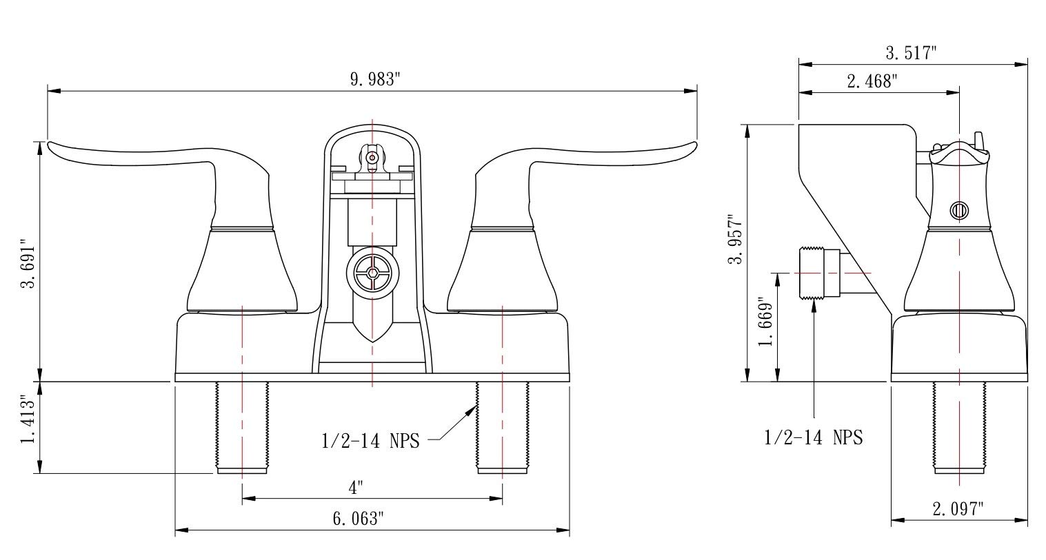 Dura Faucet DF-SA110LH-MB RV Tub & Shower Faucet Valve Diverter with Winged Levers (Matte Black)