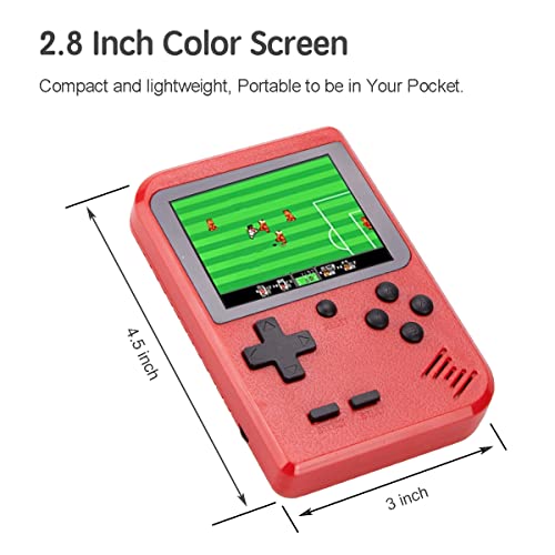 Portable Handheld Games Retro Mini Video Games,Handheld Game Console with 400 Classical FC Games 2.8" Color Screen,Birthday for Boys Girls and Adults (Red)