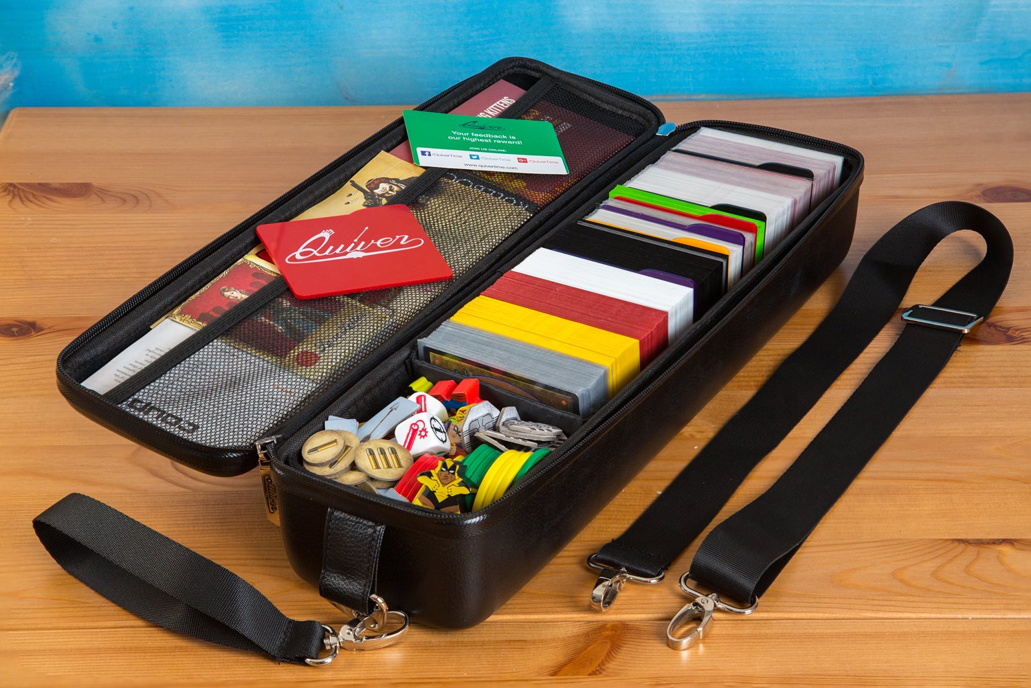 Quiver Time Card Case Dividers & Separators (7-Piece Set) Game Organizers - Ideal for Tabletop Gaming, Trading, Figures, Dice, Accessories - Use with Card Storage Boxes (Red & Black, Accessories)