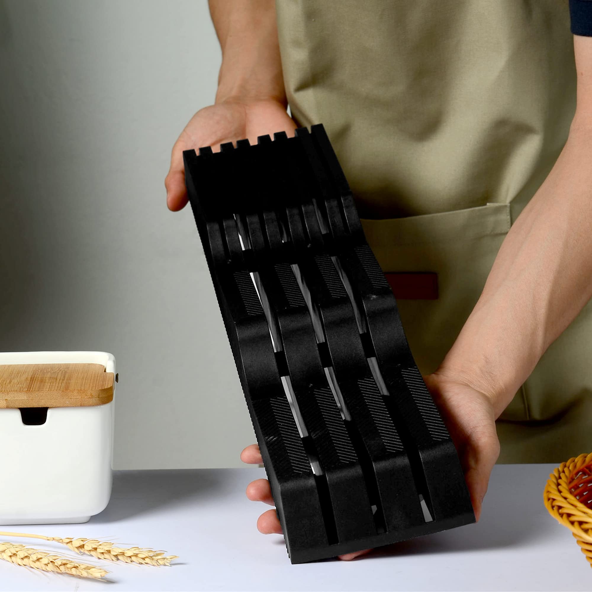 XYJ 2pc/set Drawer Kitchen Knife Block Plastic Knives Organizer Shelf Durable Chef's Knives Stand For Storing 7 Knives Portable Knife Holders(Knife not included) (Black)