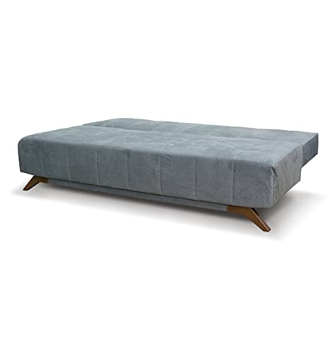 RINOLO Modern Serena Sleeper Sofa - Storage Pull Out Couch Convertible Sofa Bed, Pine Wood, Velvet Upholstery, Pocket Sinuous Springs, Made in Europe, Queen Size 80in W x 39in D x 37in H β Dark Grey
