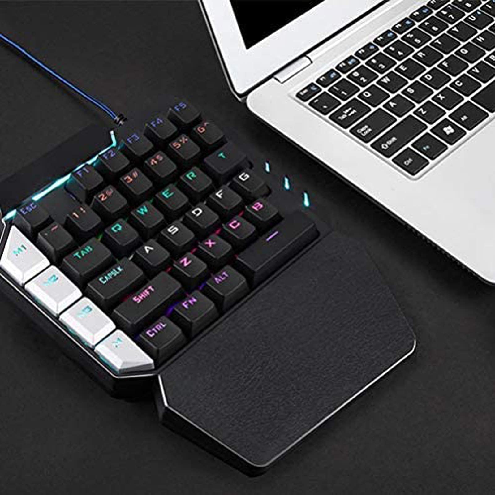 XYLXJ Mechanical Gaming Keyboard, Compact 38-Key Mechanical Computer Keyboard Blue Equivalent Switch for Windows PC Gamers (Black RED LED Backlight)