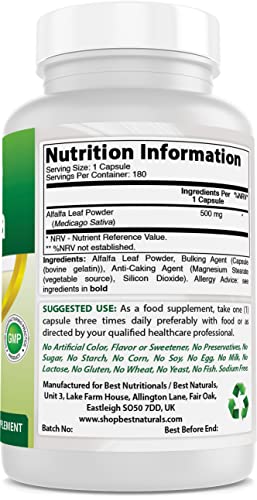 Nova Nutritions Alfalfa 500 mg 180 Capsules