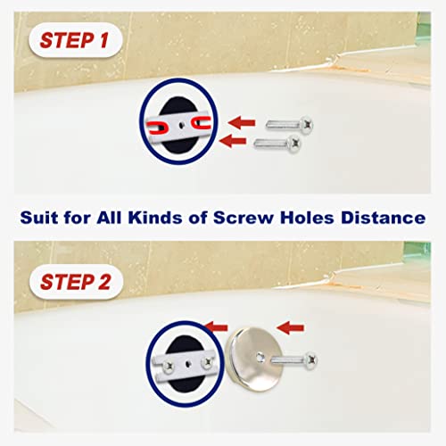 Gold-Hao-The-Bathroom Single Hole Bathtub Drain Overflow Plate - Overflow Drain Cover | Tub Drain Cover with Three Matching Screws/Bathtub Overflow Drain Cover with Adapter (Brushed Nickel)