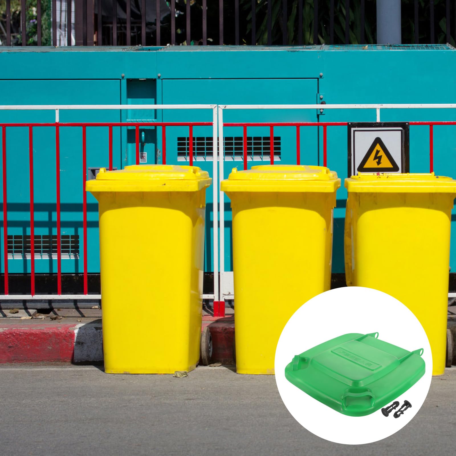 INOOMP Trash Can Lid Replacement,50L Plastic Outdoor Garbage Can Cover Heavy-Duty Square Trash Garbage Lid Rubbish Bin Lid Waste Basket Lid for Sanitation