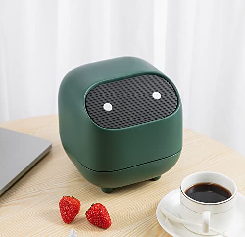 Yuzita Mini Trash Can with Lid Desk Small Plastic Trash Can Countertop Trash Can for Bathroom Dresser, Desk, Office or Coffee Table, with 100 Trash Bags (Green)